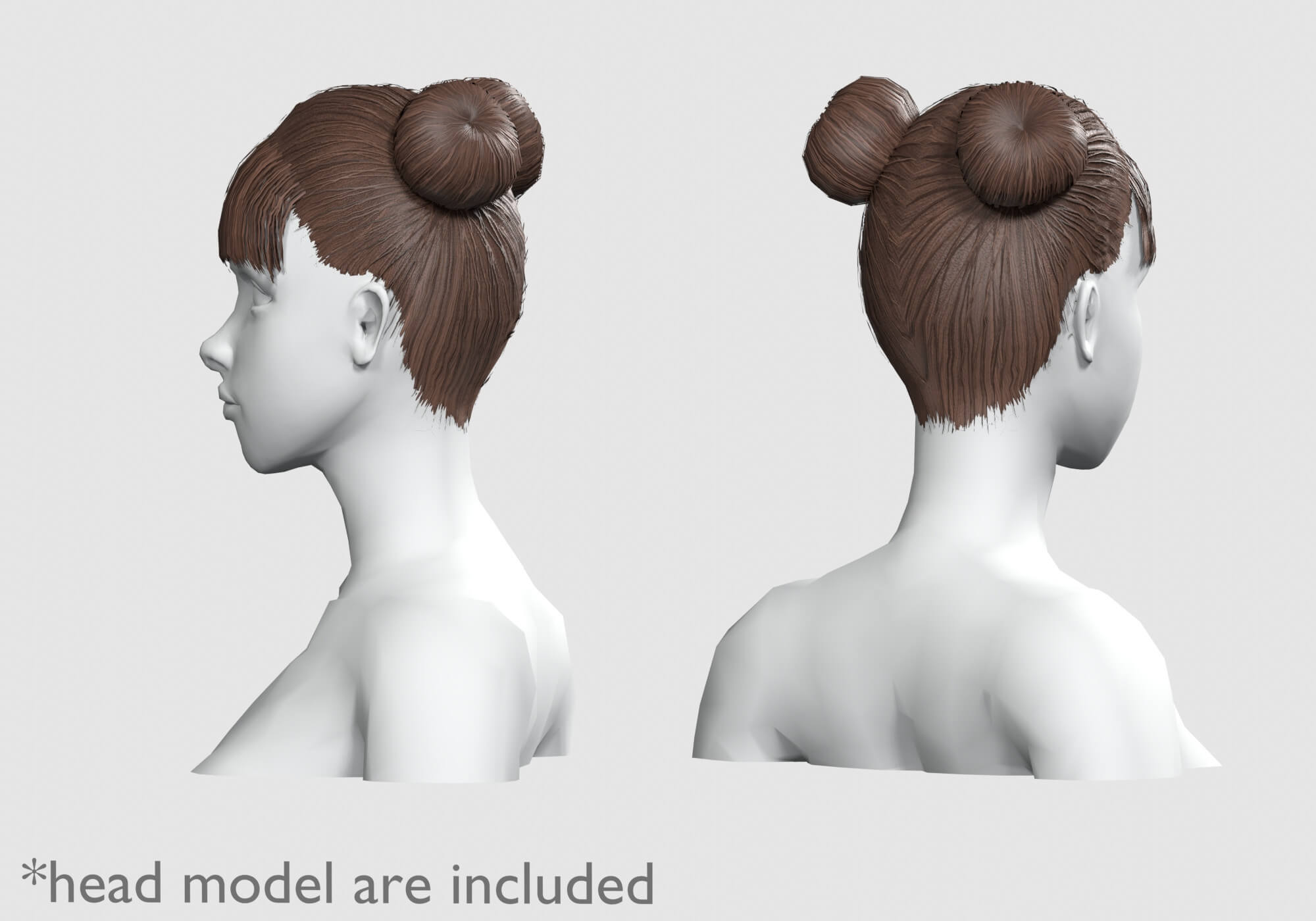 Two Bun Hairstyle V4702 - 3D Model by nickianimations