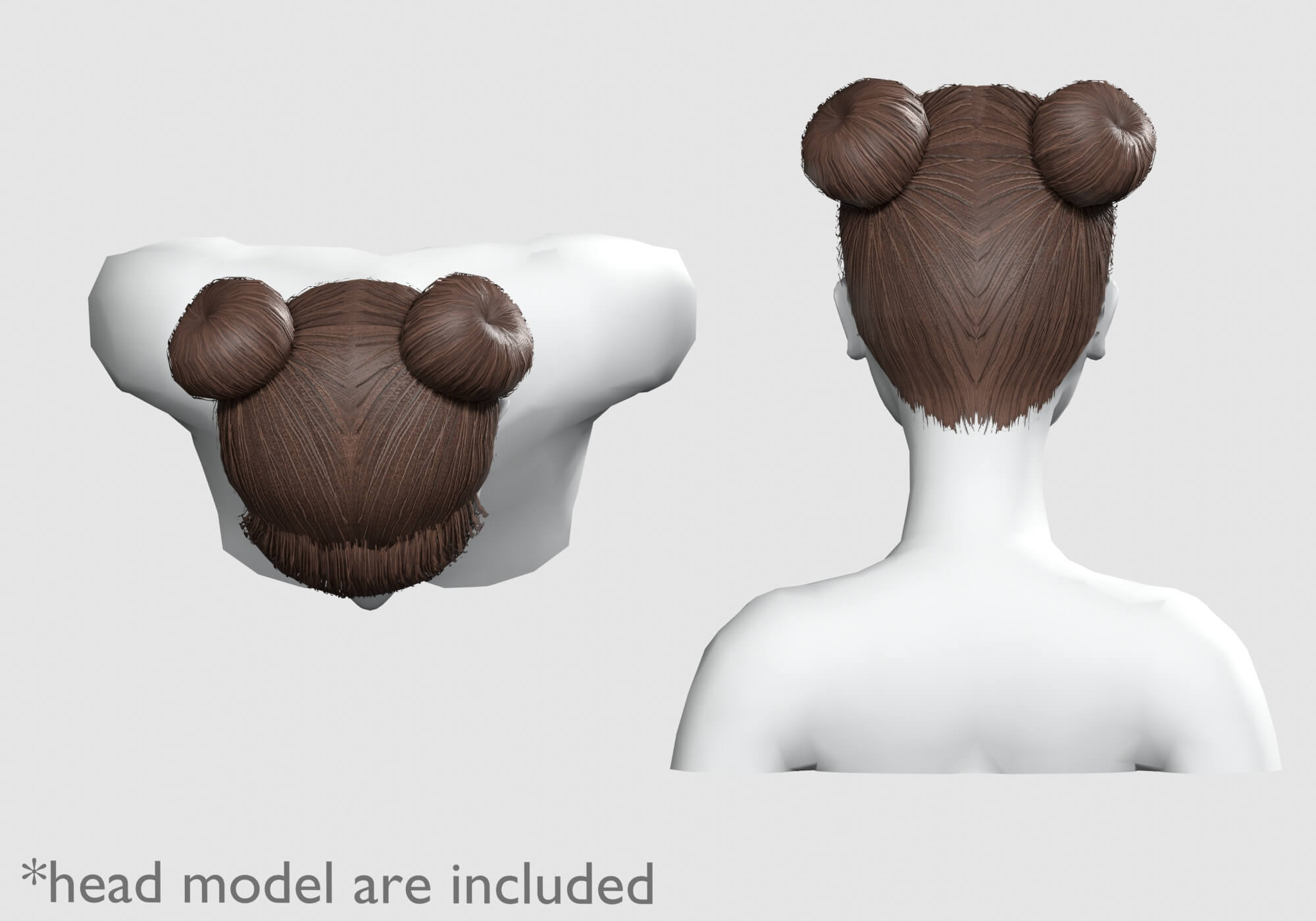Two Bun Hairstyle V4702 - 3D Model by nickianimations