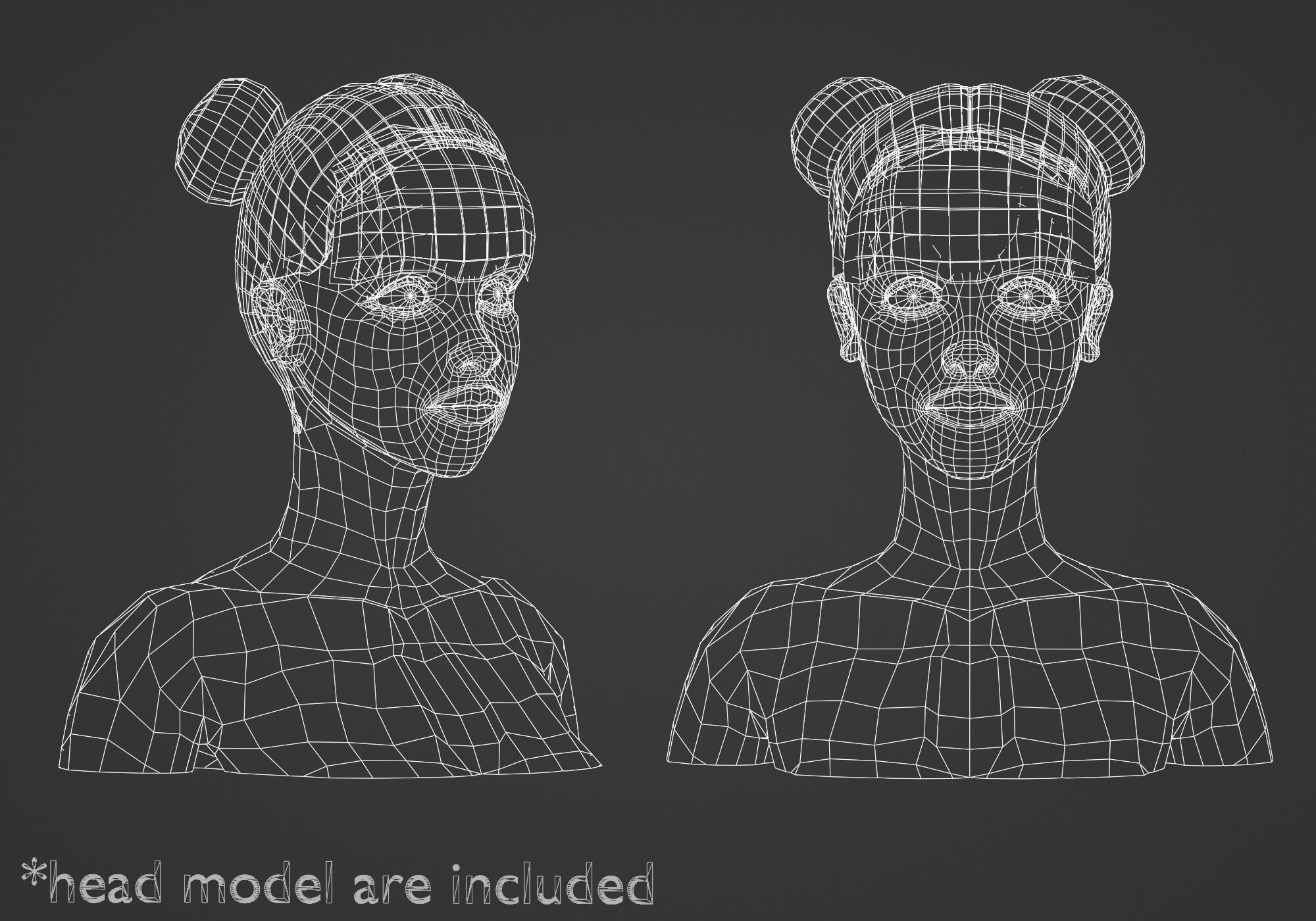 Two Bun Hairstyle V4702 3d Model By Nickianimations