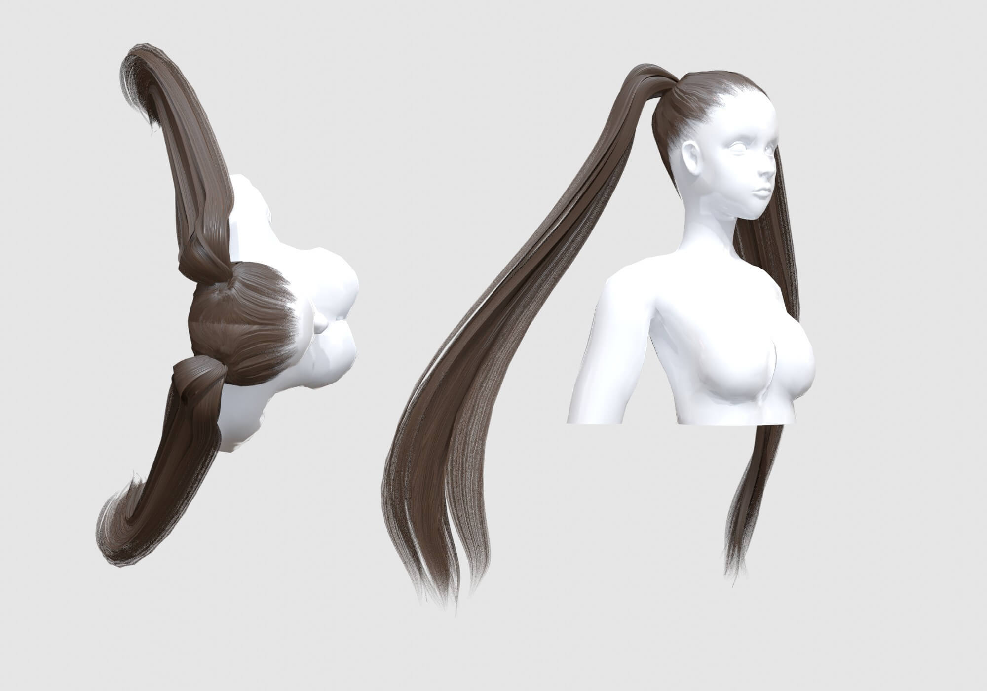 Two Pigtails Hairstyle V28738 - 3D Model by nickianimations