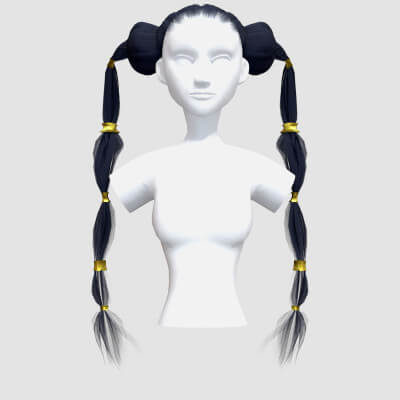 Two Ponytails Hairstyle - 3D Model by nickianimations