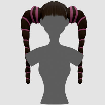 Two Ponytails Hairstyle - 3D Model by nickianimations