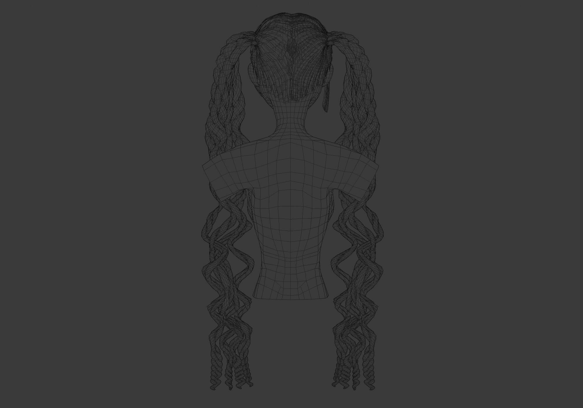 Wavy Pigtails Hair - 3D Model by nickianimations