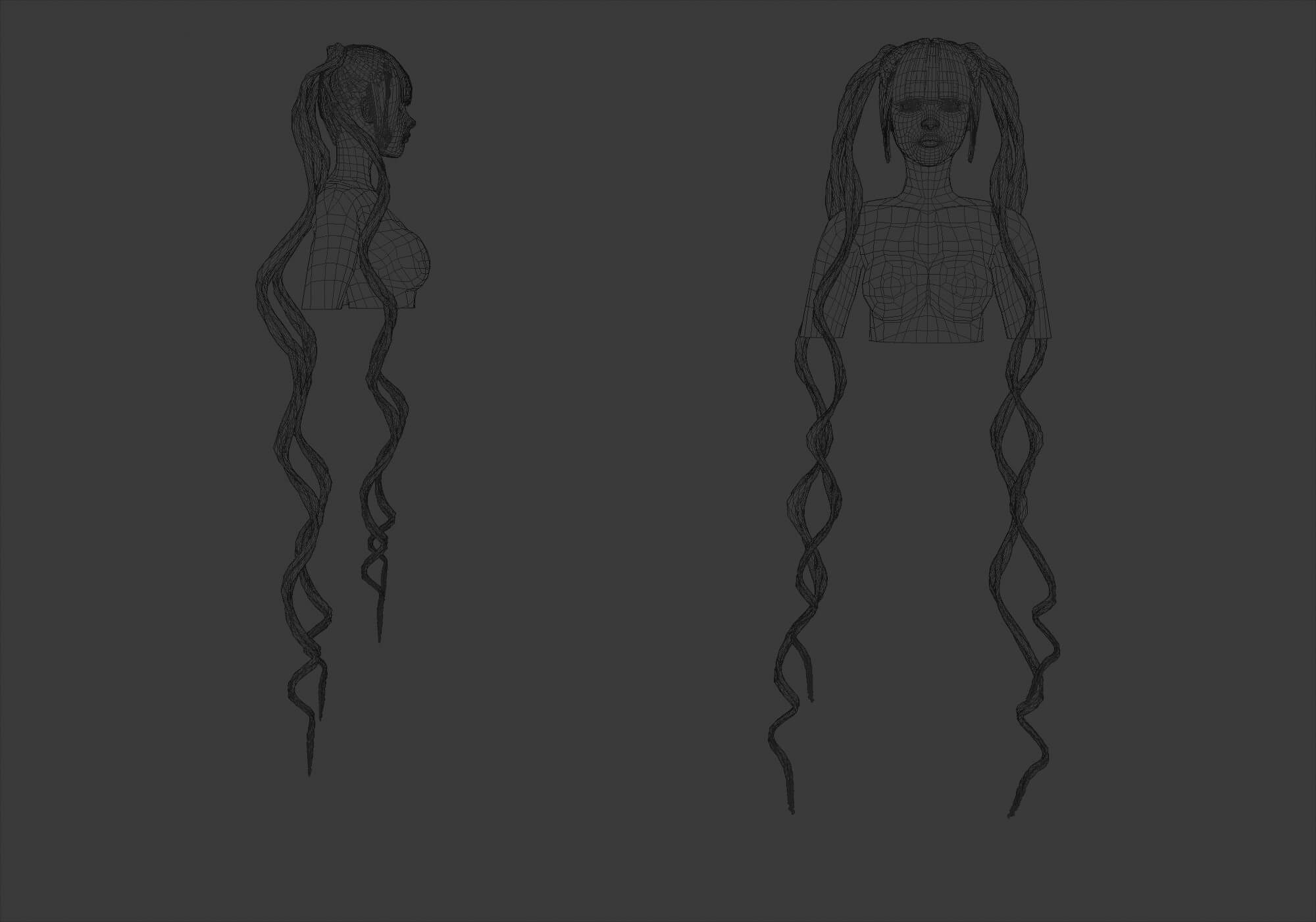 Wavy Pigtails Hairstyle v33624 - 3D Model by nickianimations