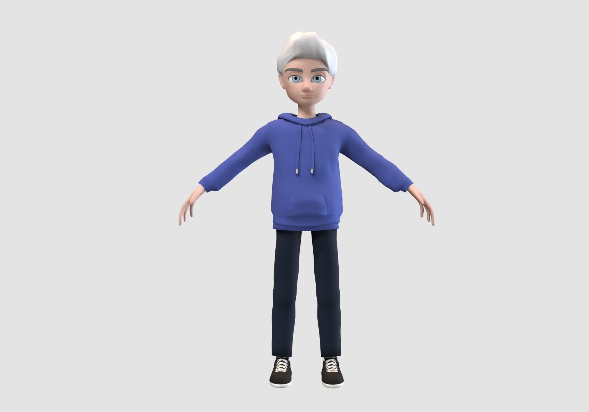 White Cartoon Boy - 3D Model by nickianimations