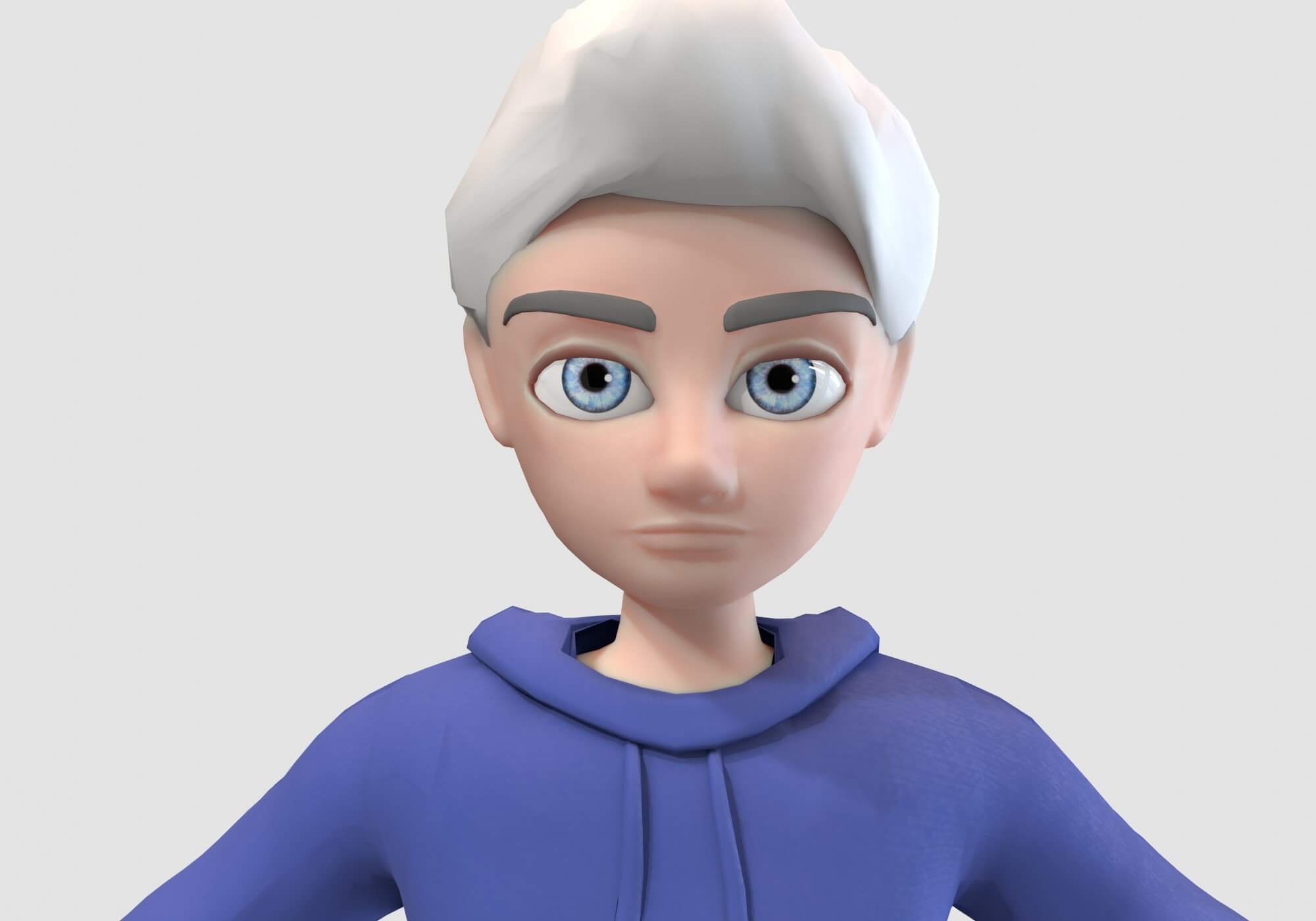 White Cartoon Boy - 3D Model by nickianimations