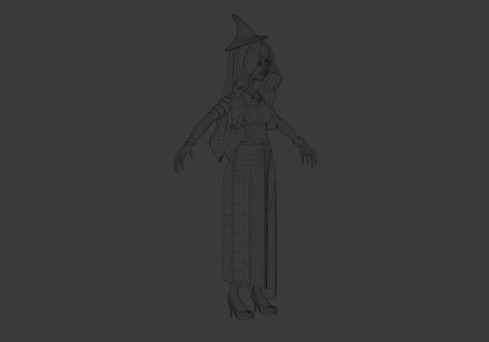 Witch Cartoon Girl - 3D Model by nickianimations
