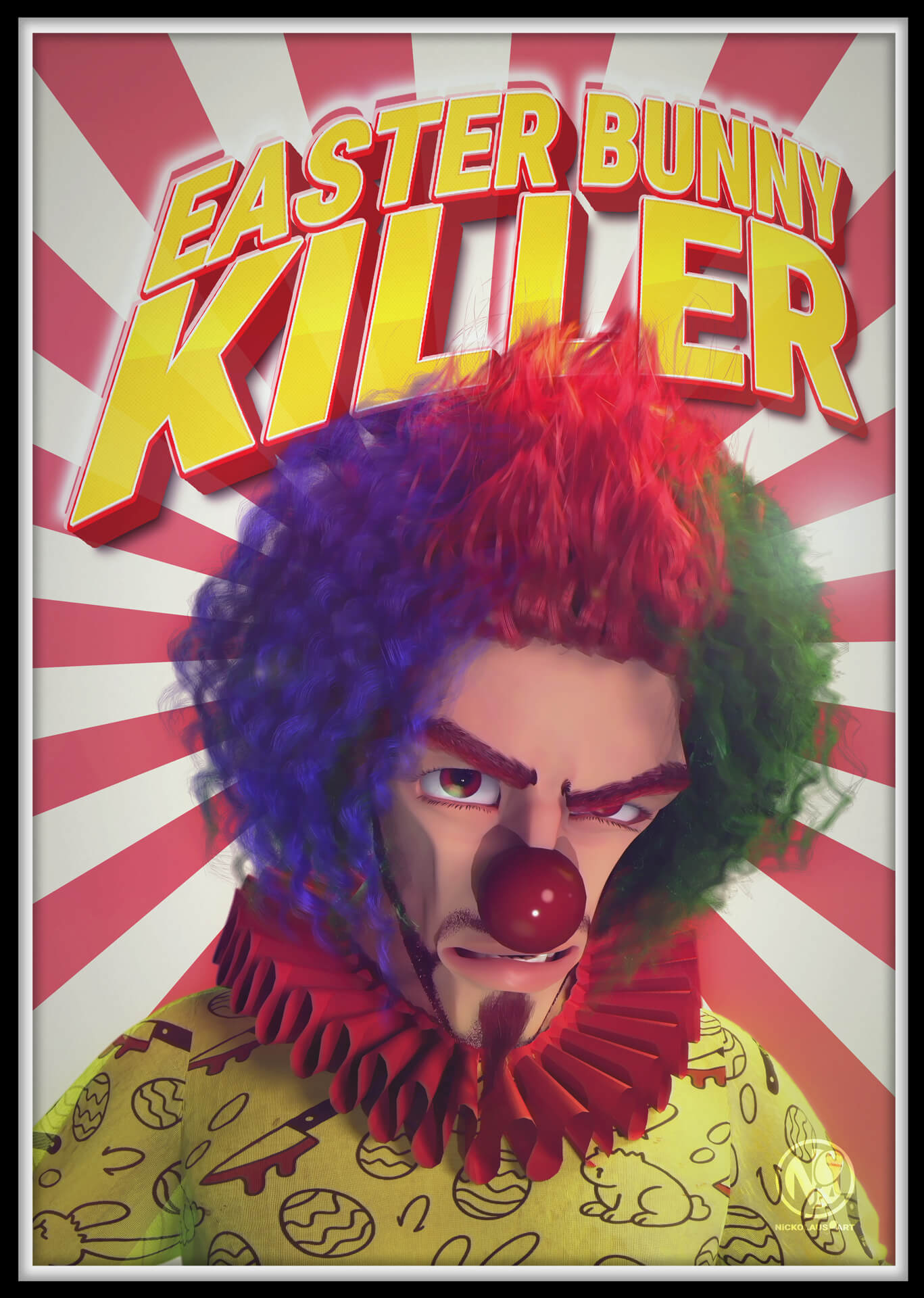 Easter Bunny Killer is Here! (Censored) 3D Render by nickolausart