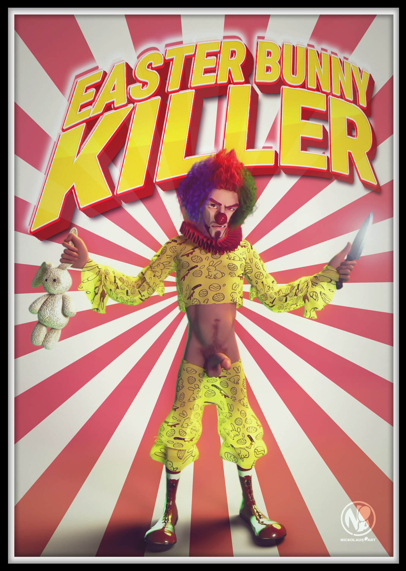 Easter Bunny Killer (Uncensored) 3D Render by nickolausart