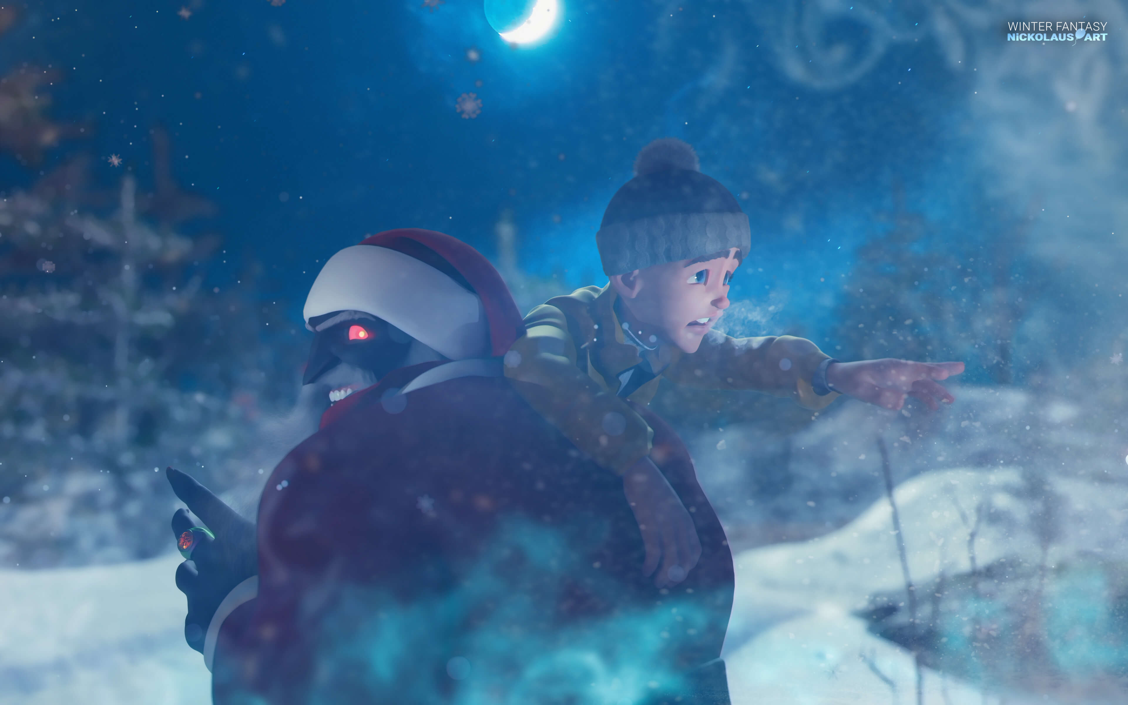 Winter Fantasy 02 3D Render, Digital Art by nickolausart
