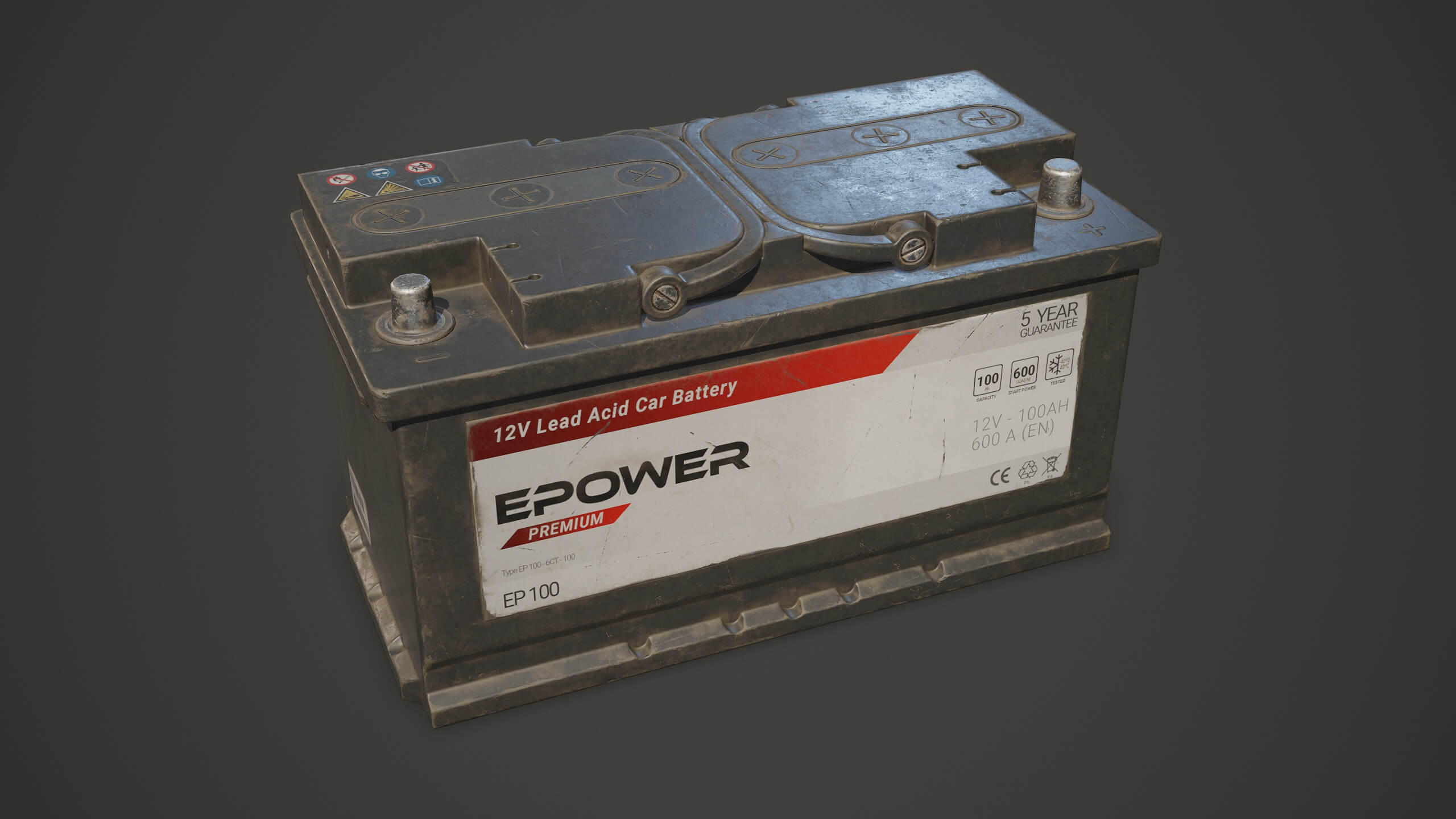 Car Battery 100 6Ct 12 Volt - 3D Model by NickStarArt