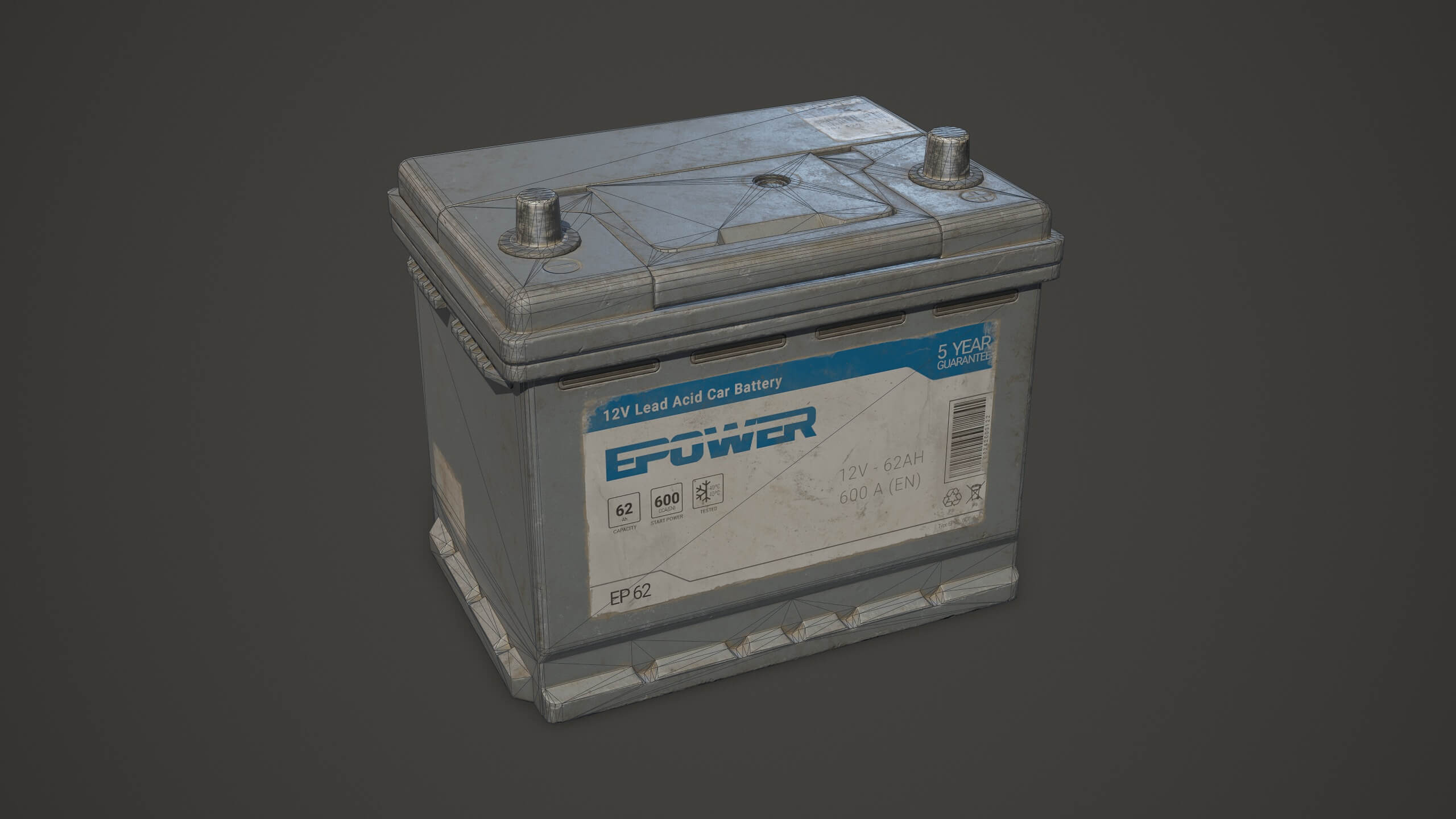 Car Battery 62 6Ct 12 Volt - 3D Model by NickStarArt