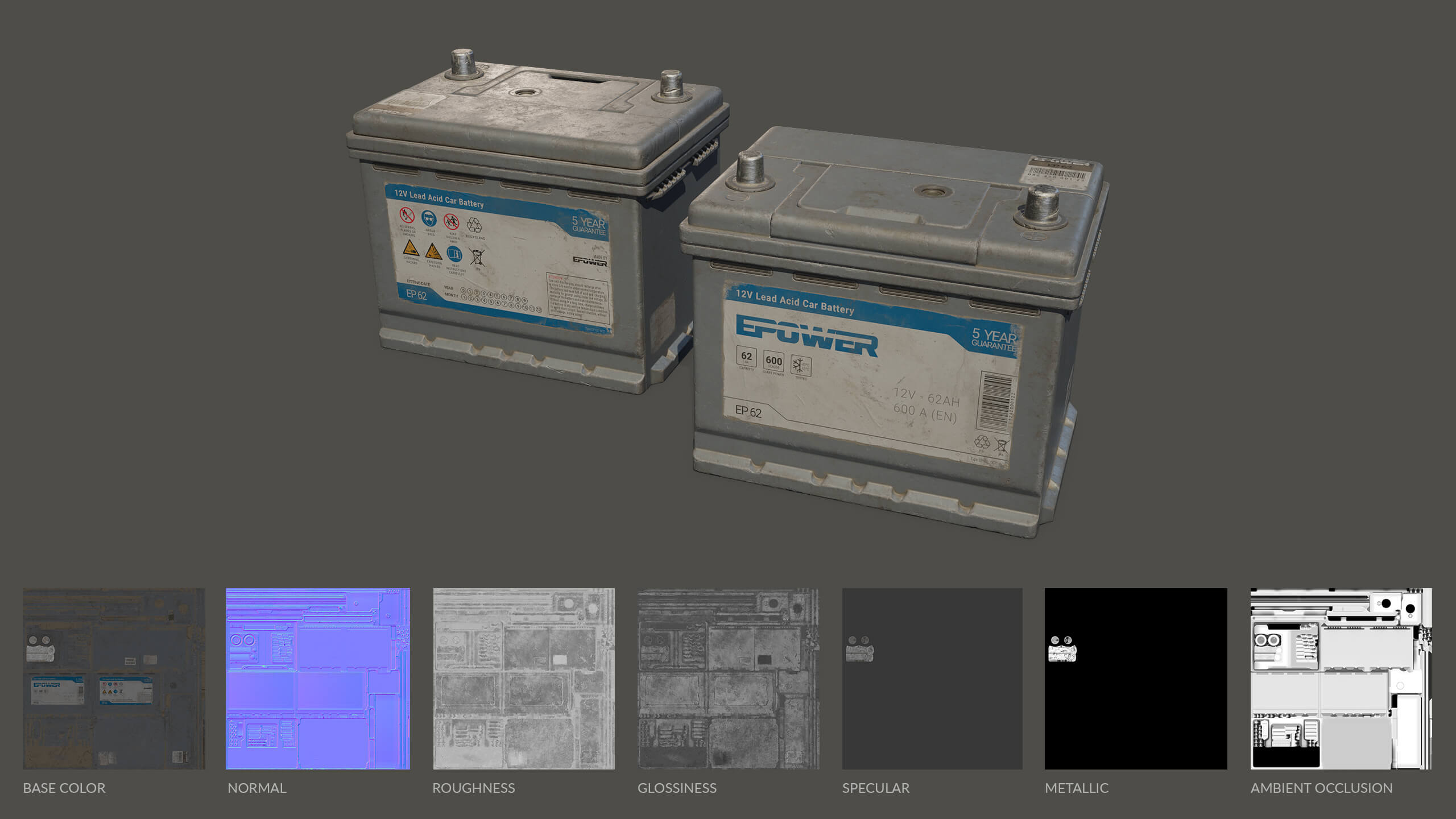 Car Battery 62 6Ct 12 Volt - 3D Model by NickStarArt