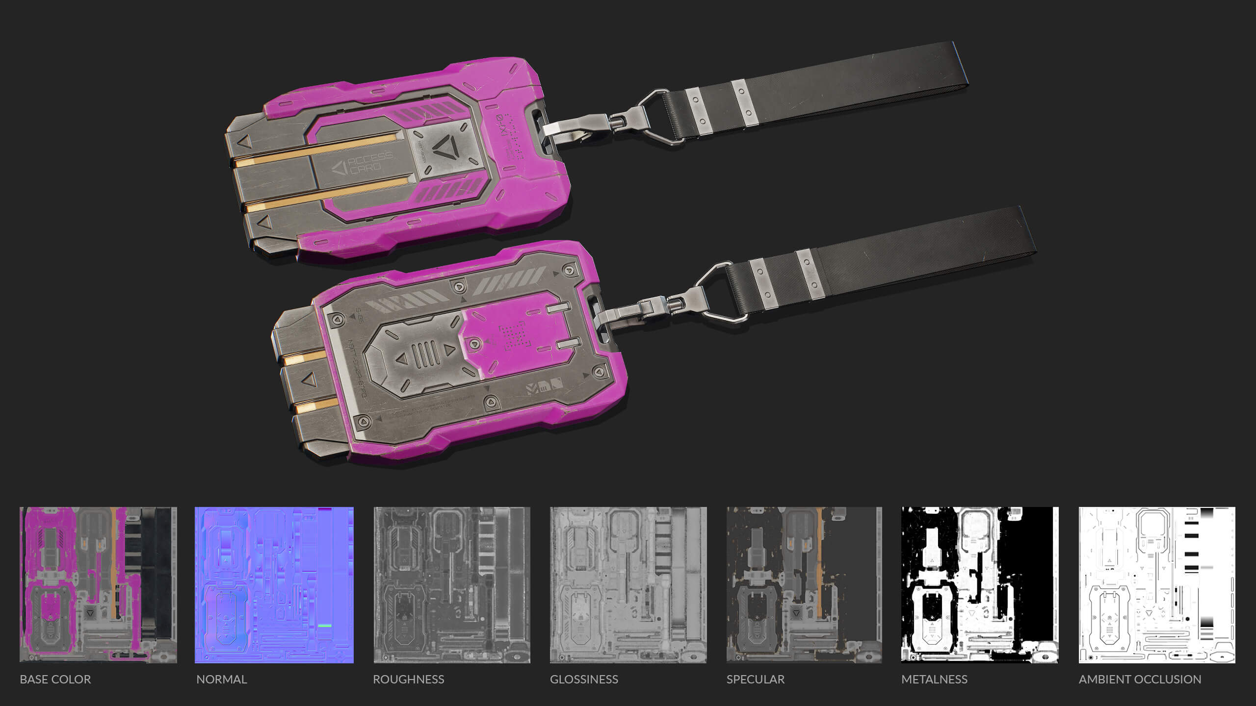 Sci-Fi Keycard 5 Color Options 3D Model by NickStarArt