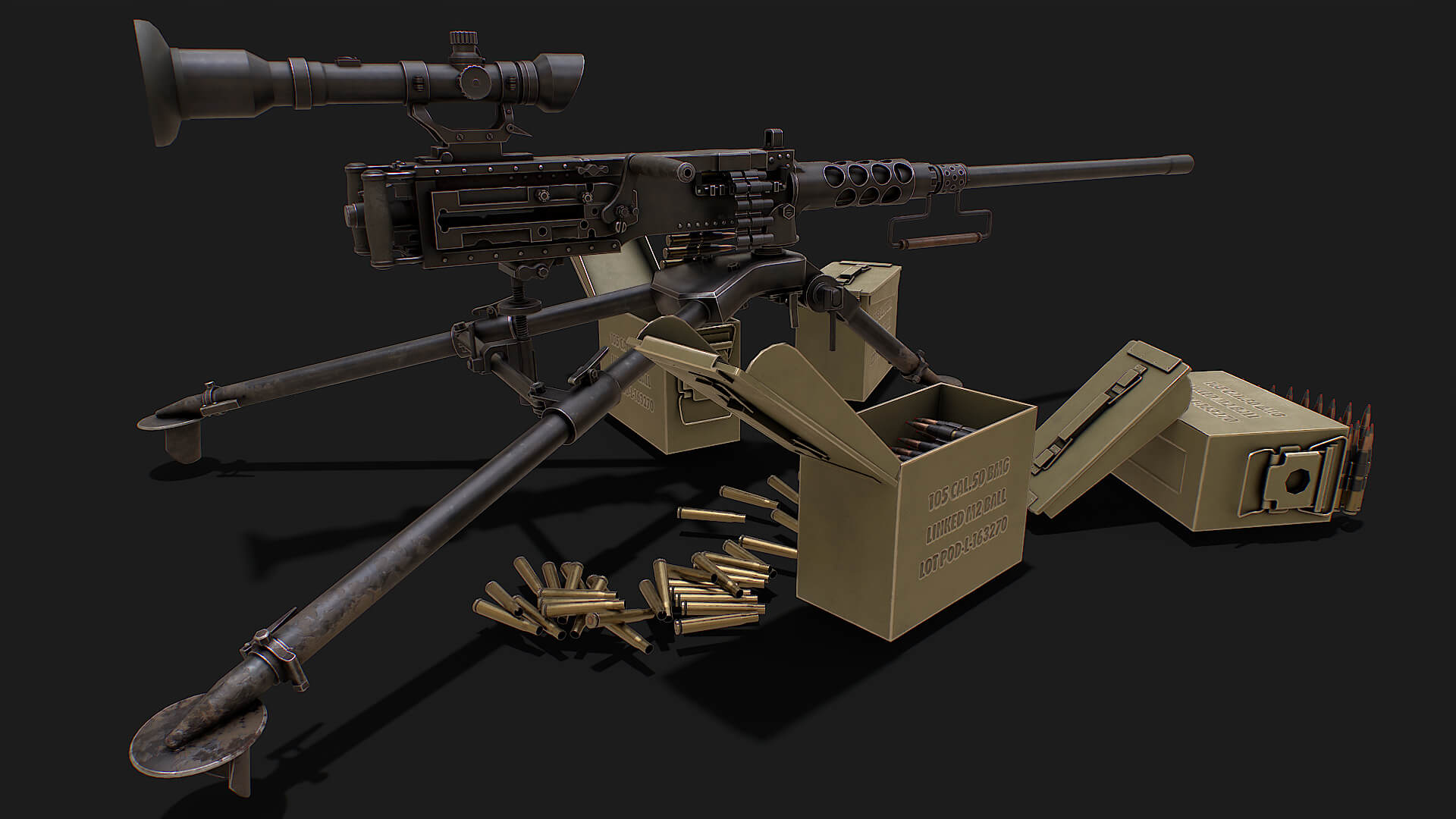 Army Machine Gun With Optical Sight - 3D Model by Nicu_Tepes
