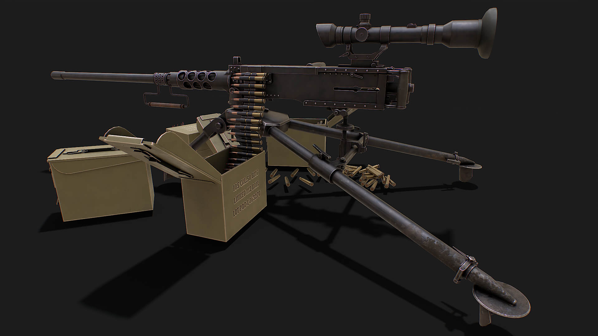 Army Machine Gun With Optical Sight - 3D Model by Nicu_Tepes