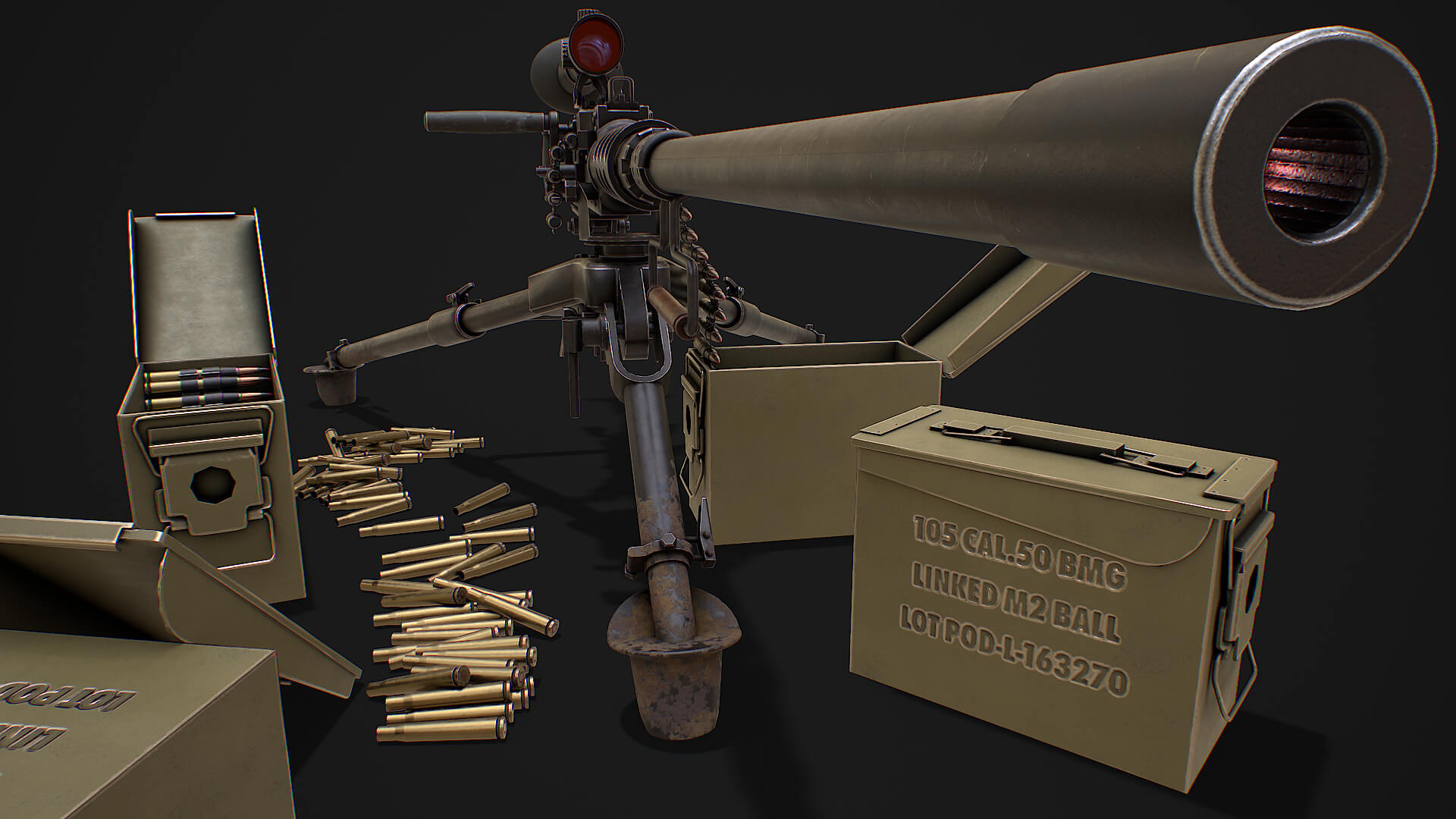 Army Machine Gun With Optical Sight - 3D Model by Nicu_Tepes