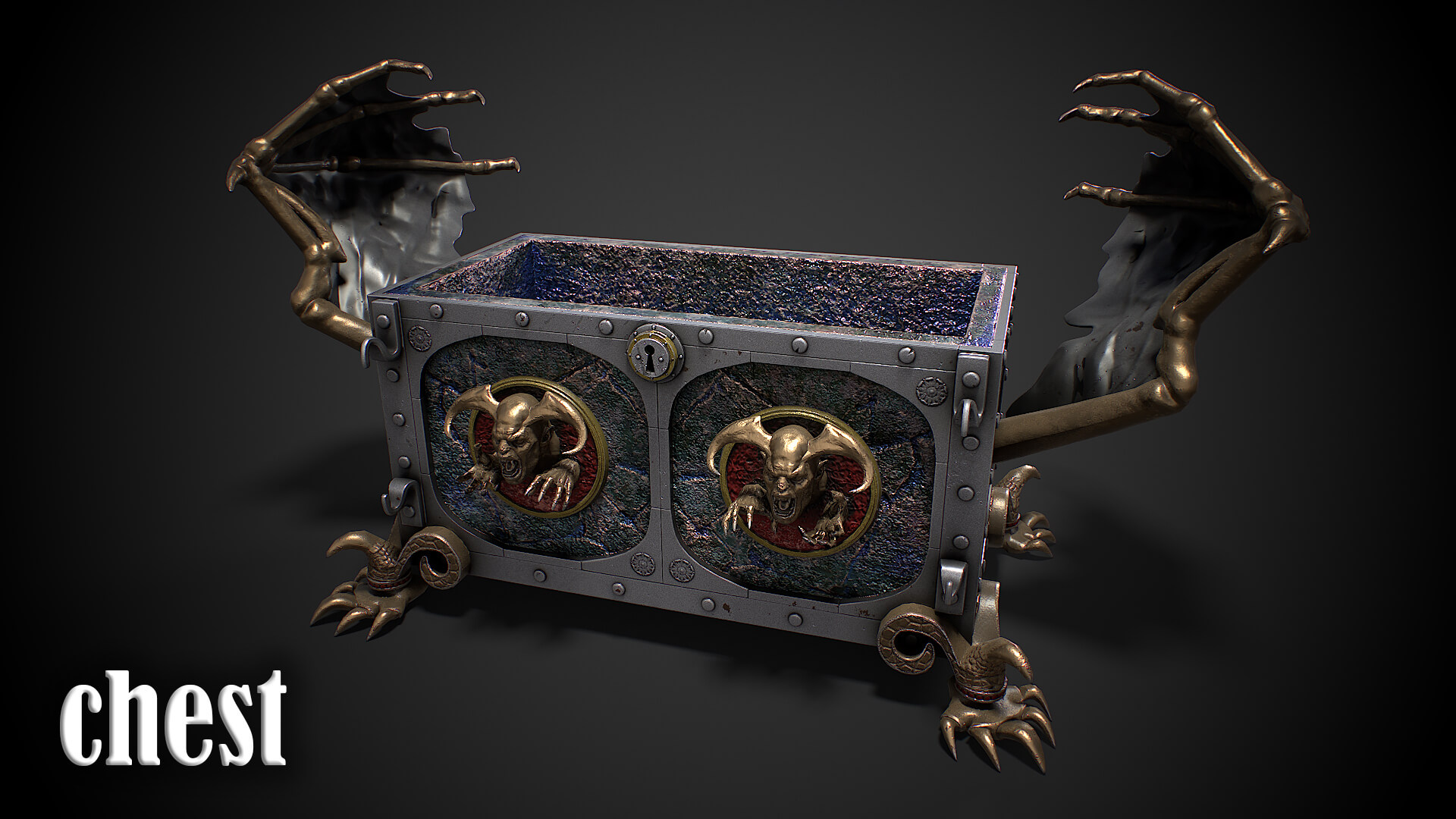 Chest Vampire With Coins - 3D Model by Nicu_Tepes