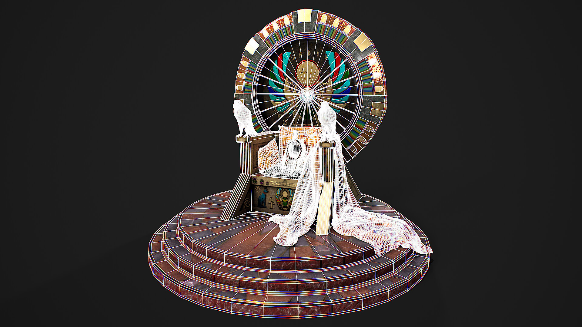 Egyptian Throne With Accessories - 3D Model by Nicu_Tepes