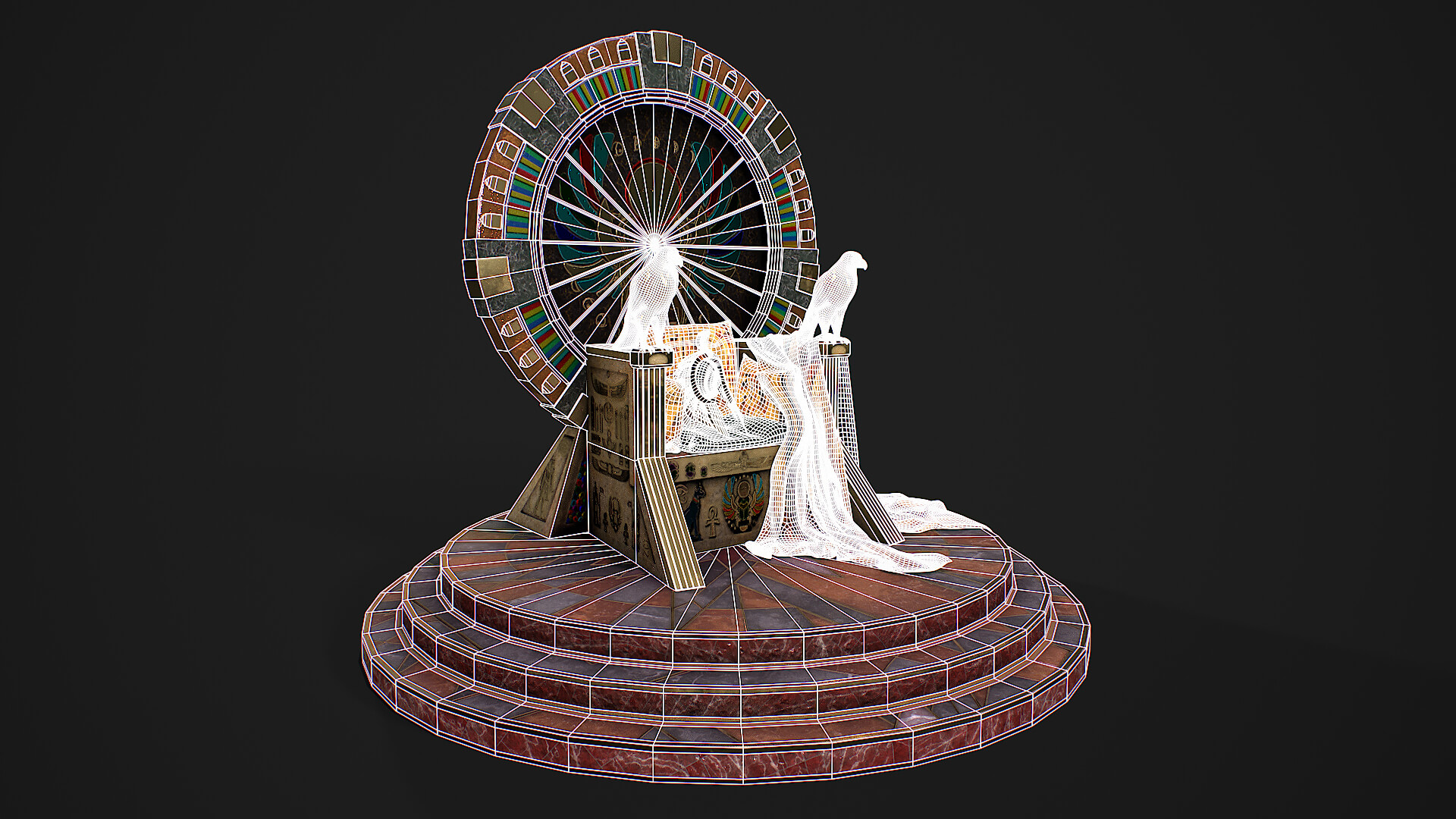 Egyptian Throne With Accessories - 3D Model by Nicu_Tepes