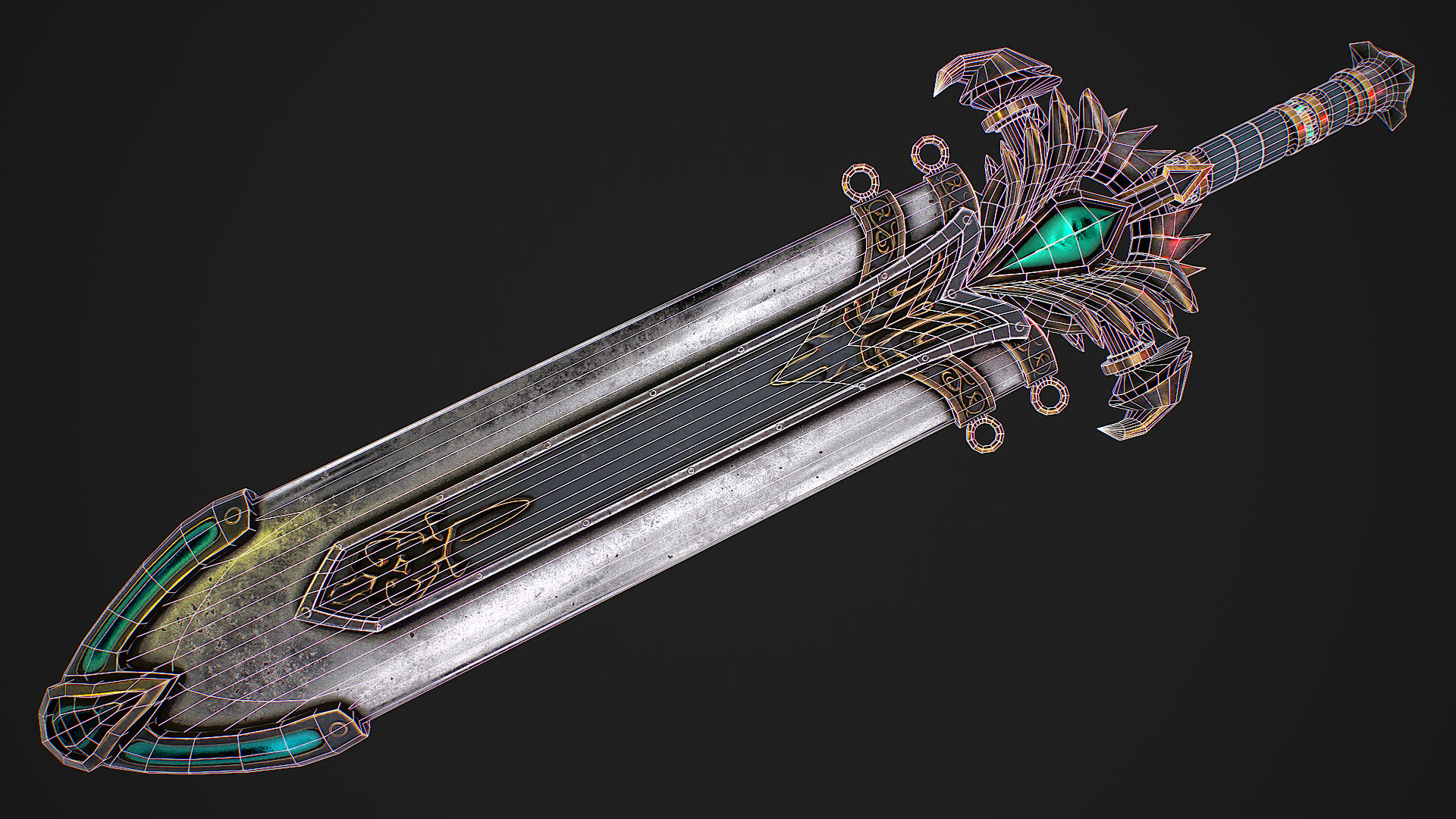 Fantasy Sword 25 With Scabbard - 3D Model by Nicu_Tepes
