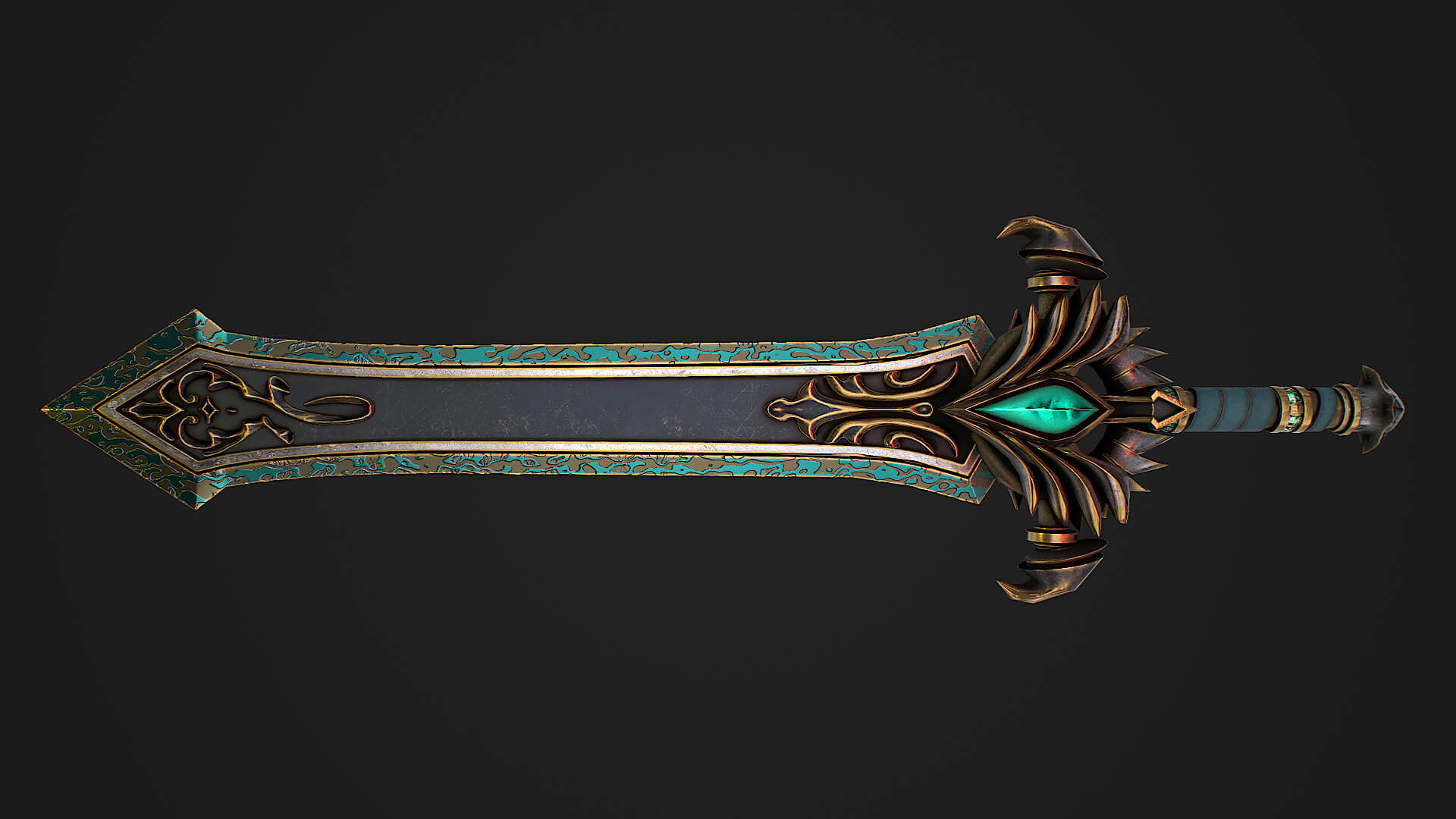 Fantasy Sword 25 With Scabbard - 3D Model by Nicu_Tepes