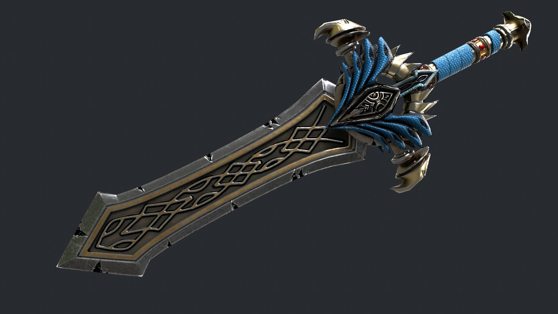 Fantasy Sword 25 With Scabbard - 3D Model by Nicu_Tepes