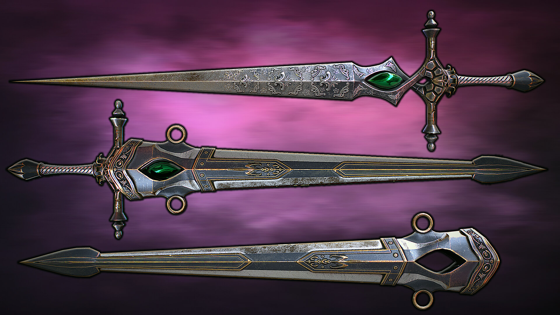 Fantasy Sword 26 With Scabbard - 3D Model by Nicu_Tepes