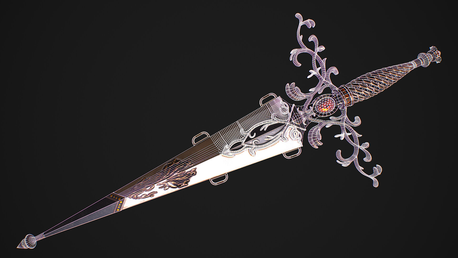 Fantasy Sword 27 With Scabbard - 3D Model by Nicu_Tepes
