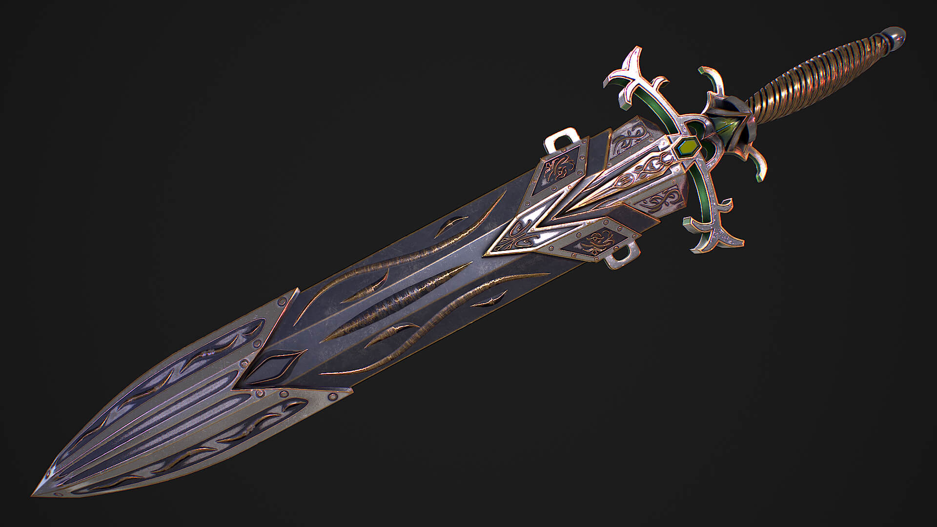 Fantasy Sword 29 With Scabbard - 3D Model by Nicu_Tepes