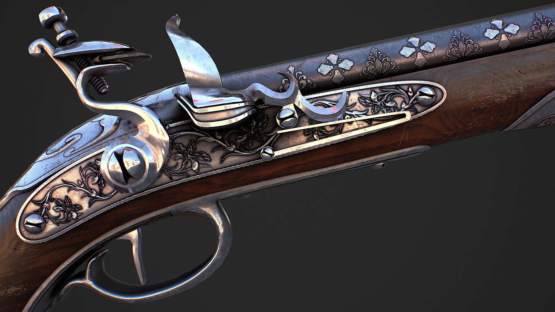 Flintlock Pistol - 3D Model by Nicu_Tepes