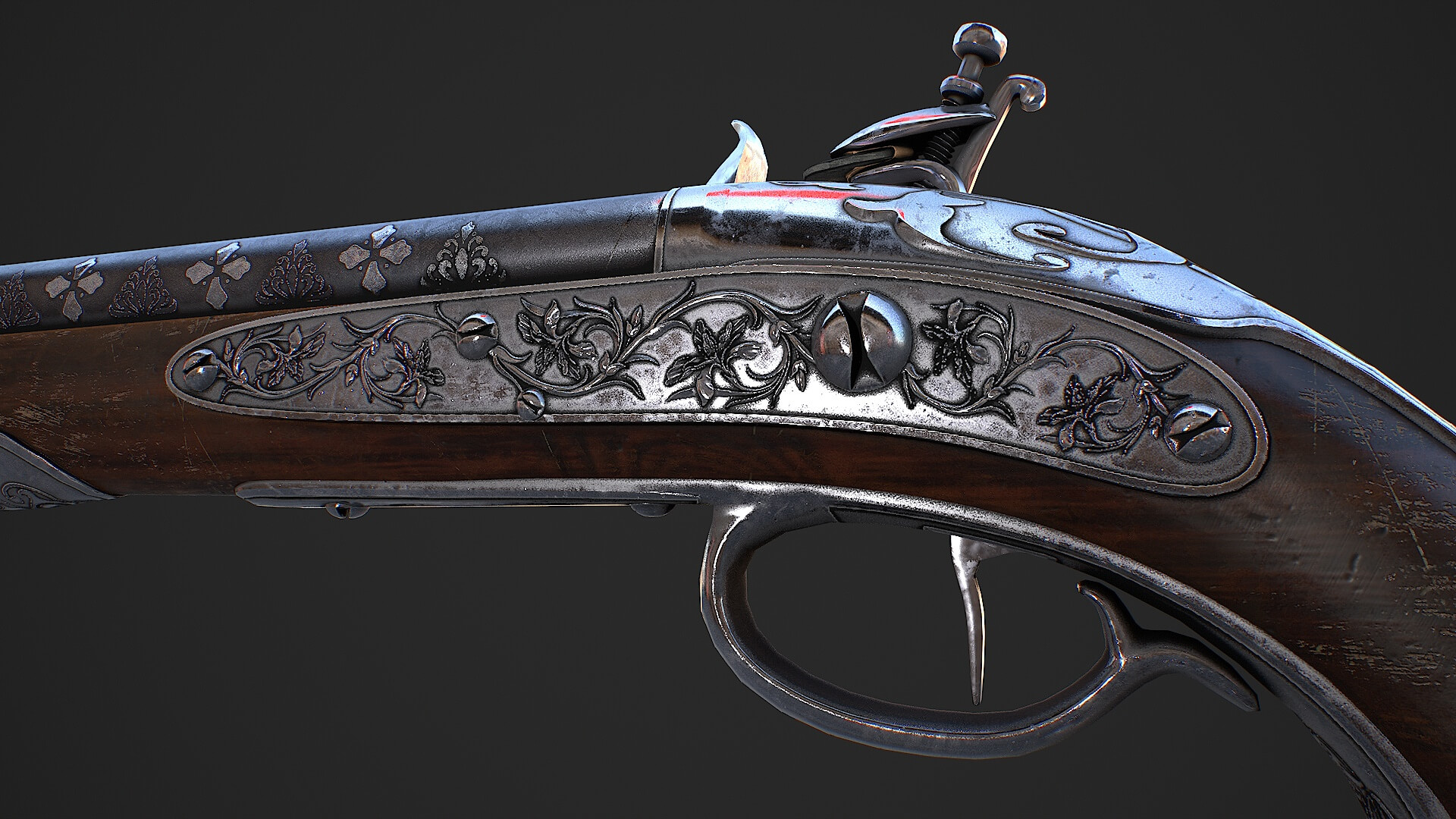 Flintlock Pistol - 3D Model by Nicu_Tepes