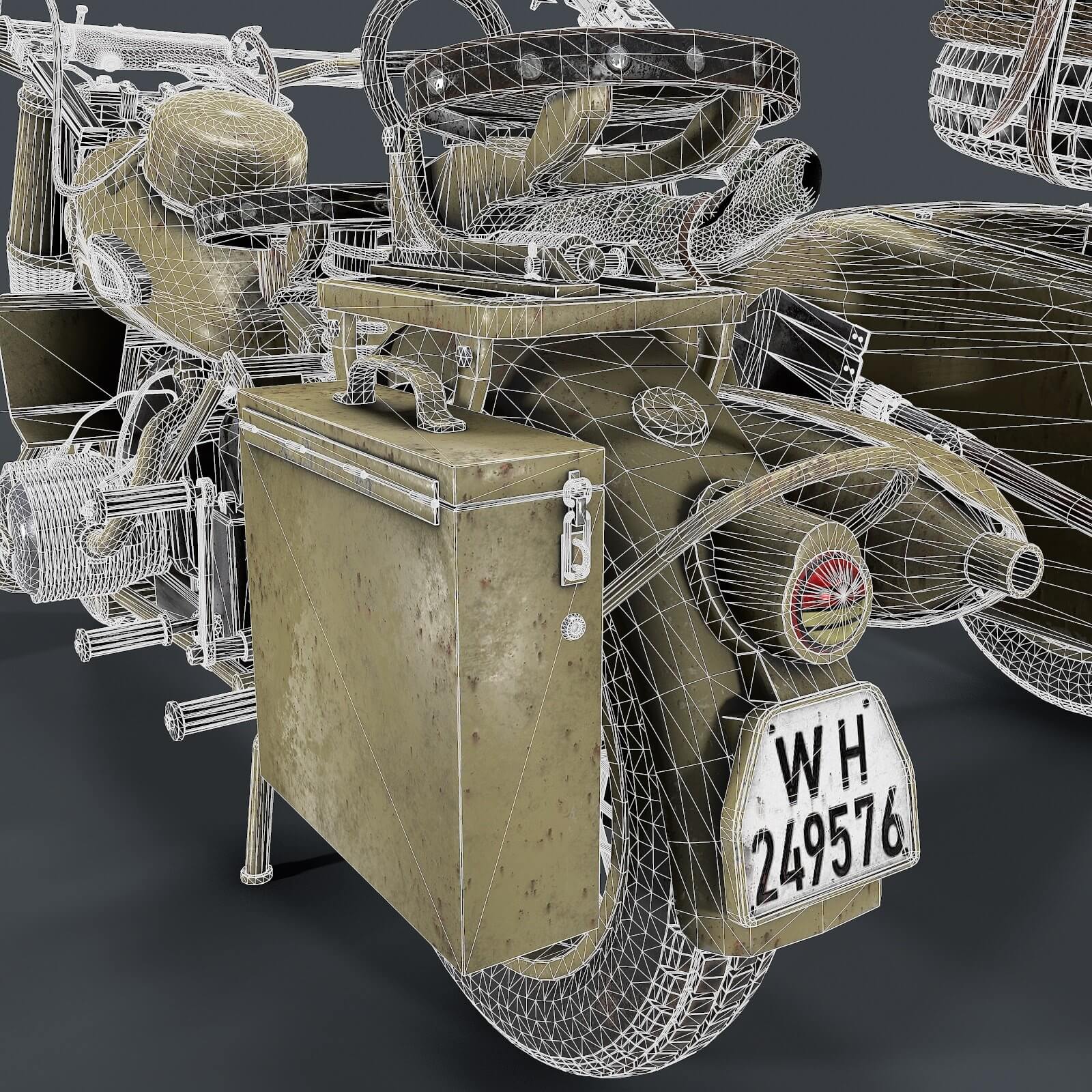 German Motorcycle with Sidecar WW2 - 3D Model by Nicu_Tepes