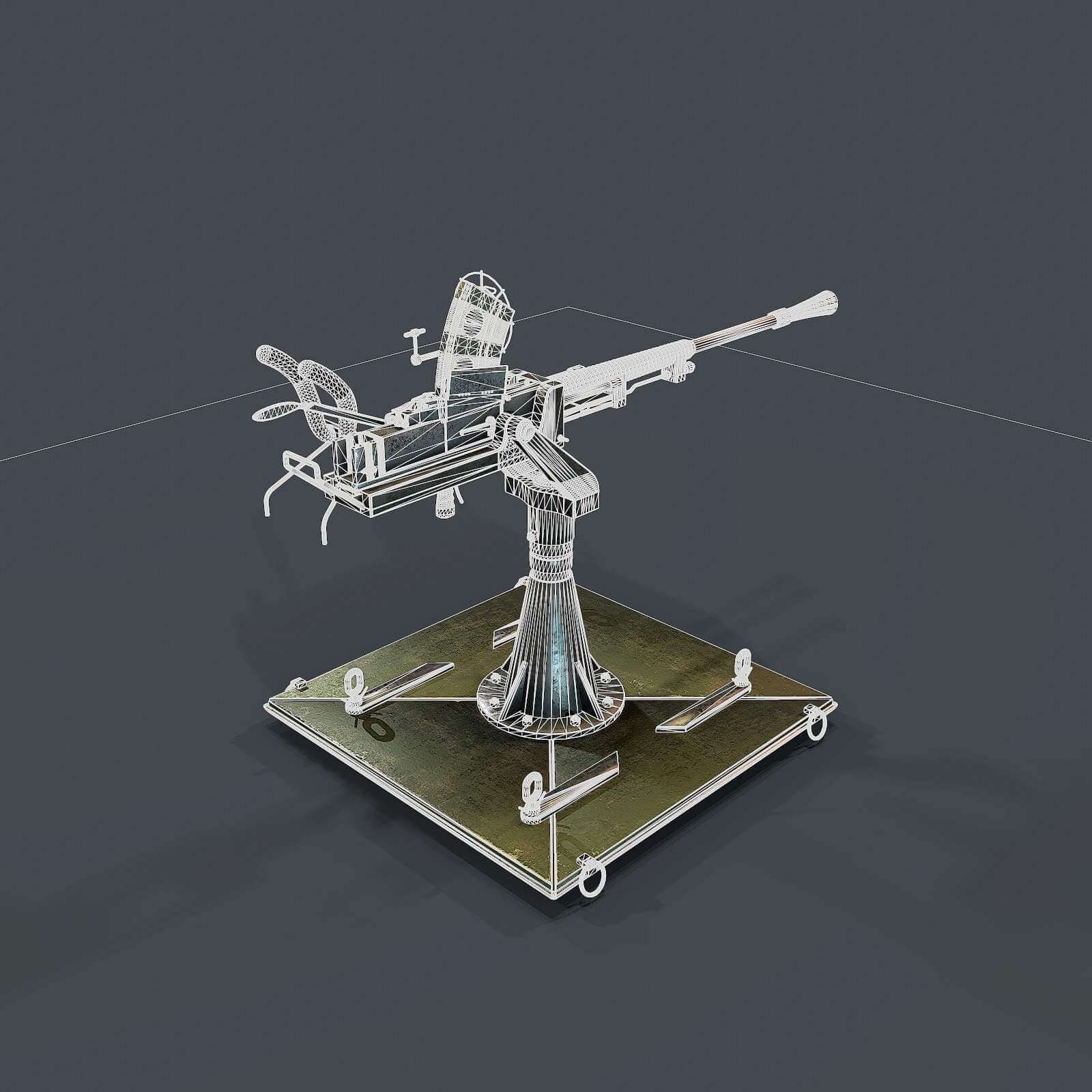 Machine Gun Turret - 3D Model by Nicu_Tepes