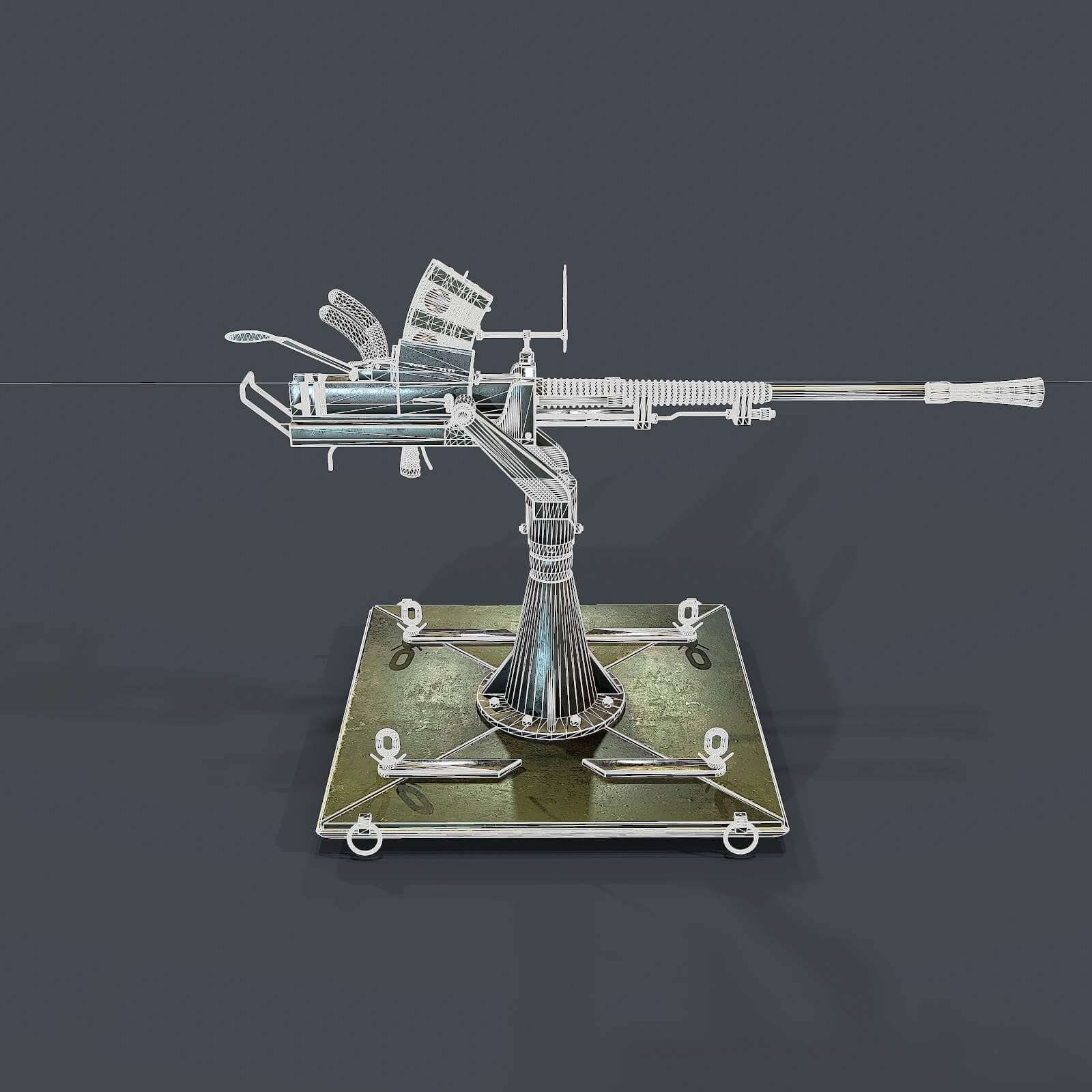 Machine Gun Turret - 3D Model by Nicu_Tepes