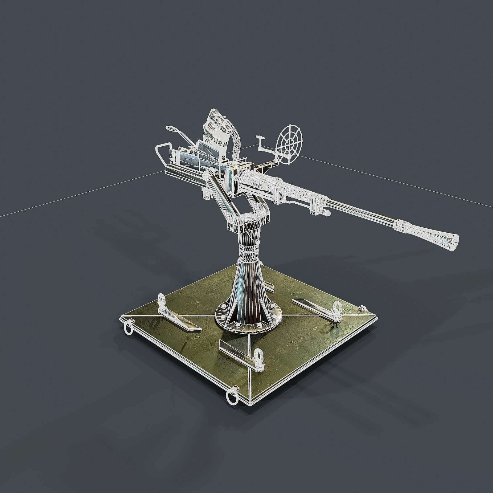 Machine Gun Turret - 3D Model by Nicu_Tepes