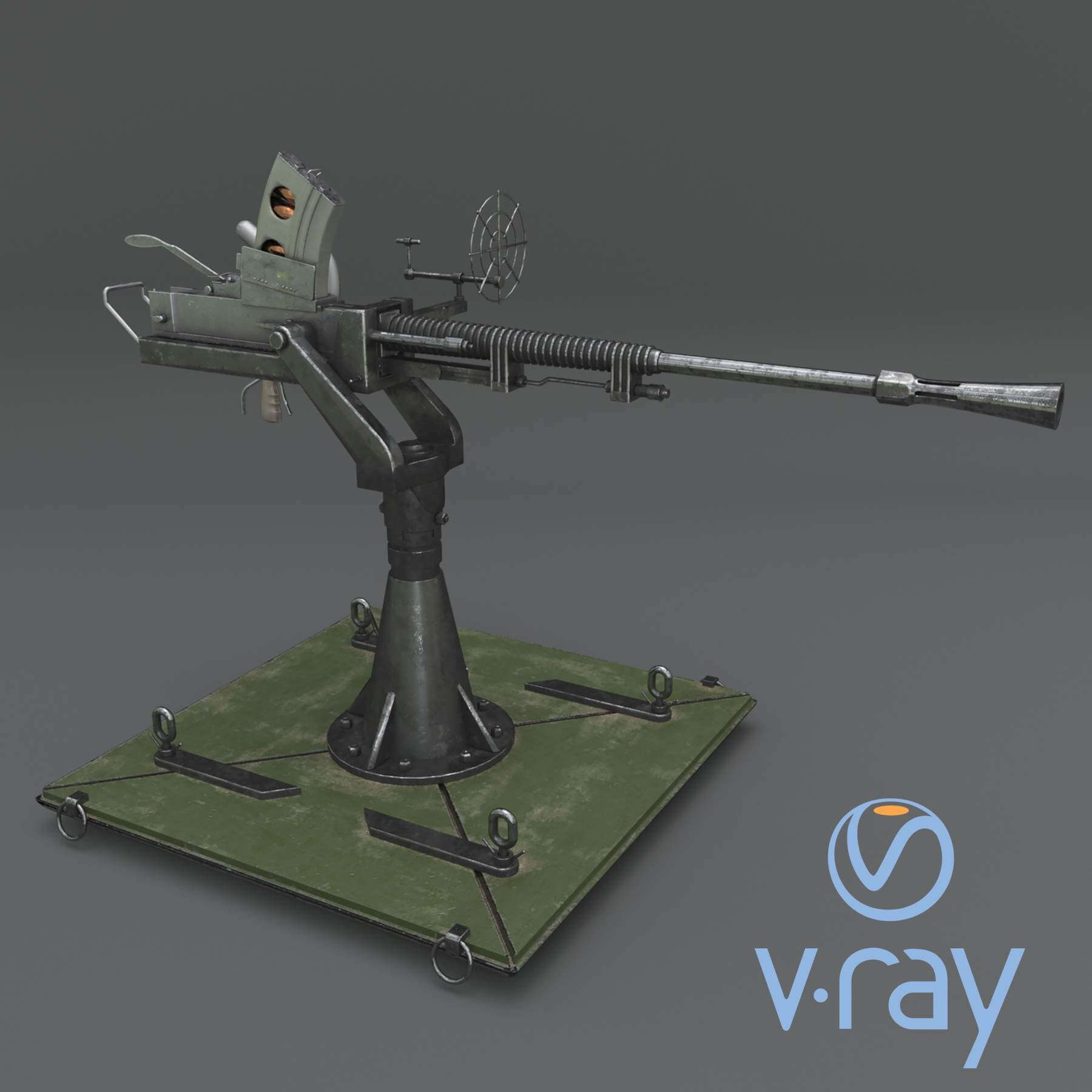 Machine Gun Turret - 3D Model by Nicu_Tepes