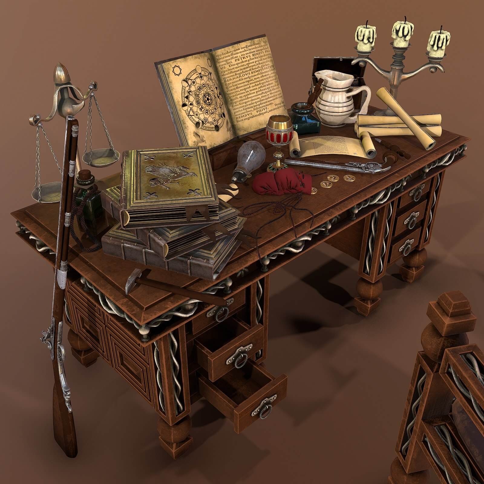 Medieval Table - 3D Model by Nicu_Tepes