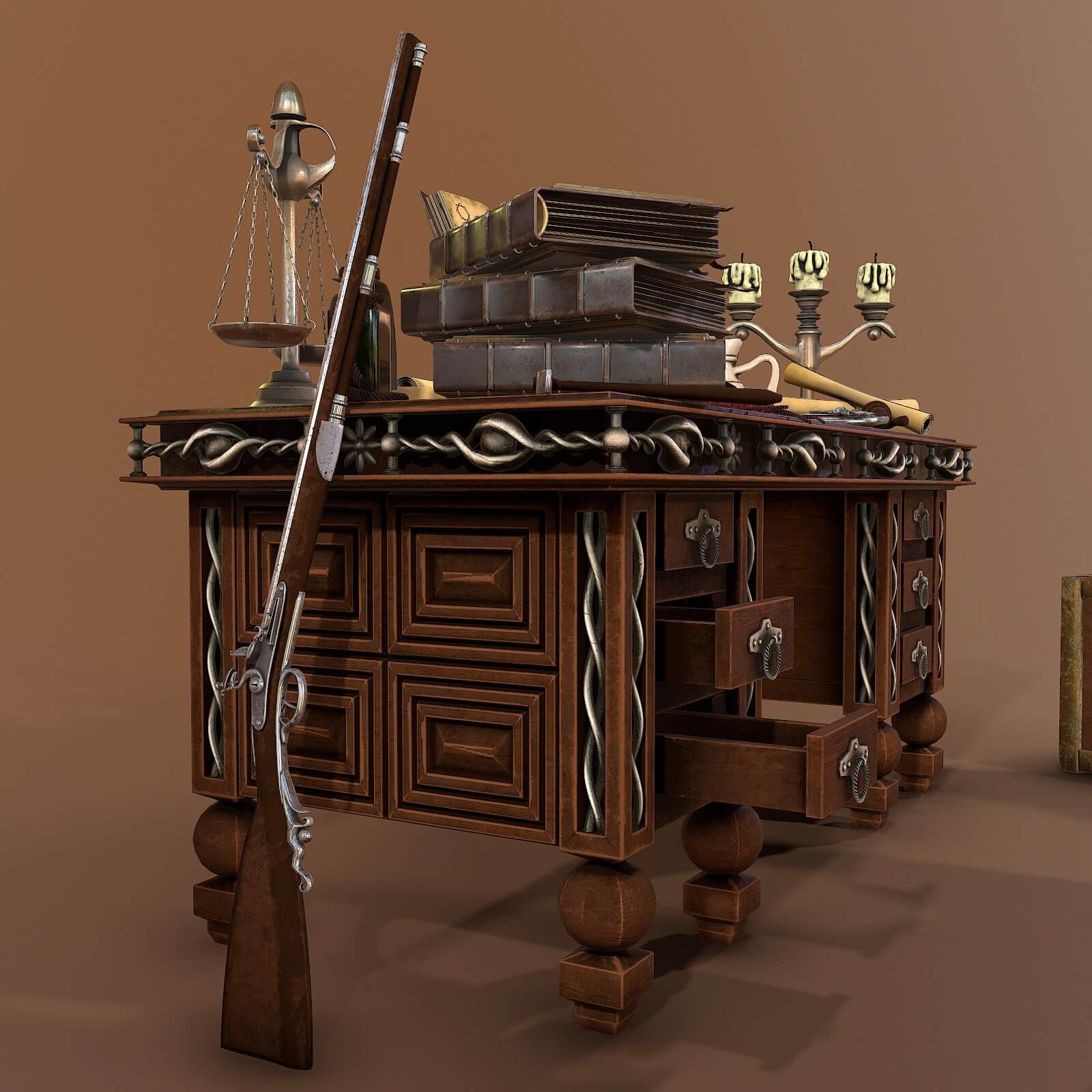 Medieval Table - 3D Model by Nicu_Tepes