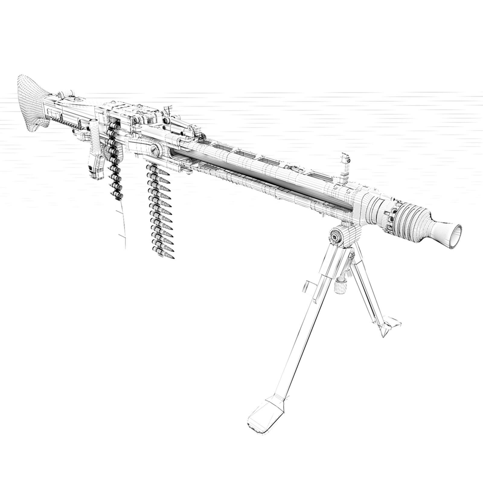 MG-42 Machine Gun 3D Model by Nicu_Tepes