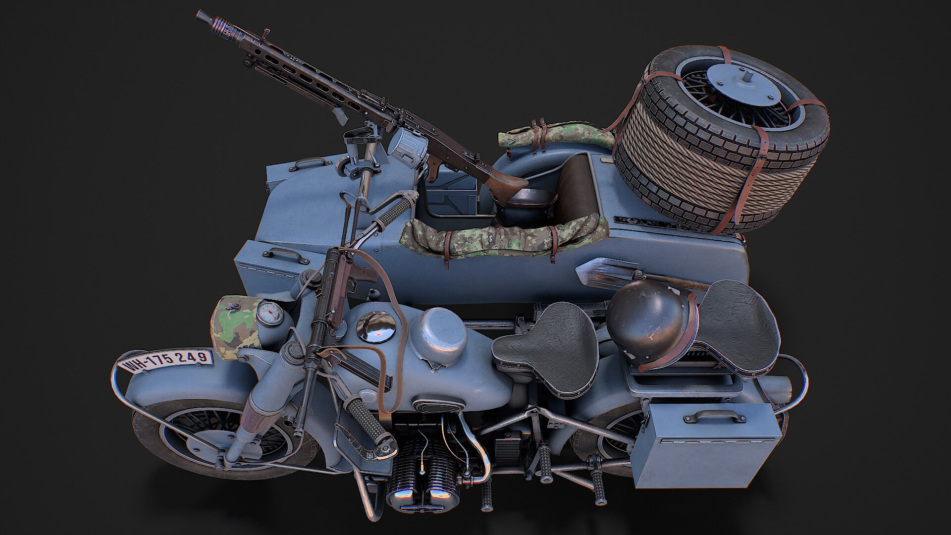 Military Motorcycle - 3D Model by Nicu_Tepes