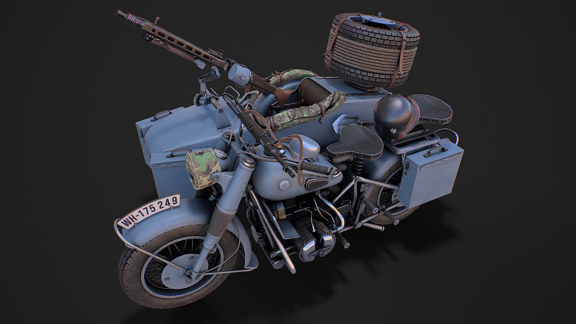 Military Motorcycle - 3D Model by Nicu_Tepes