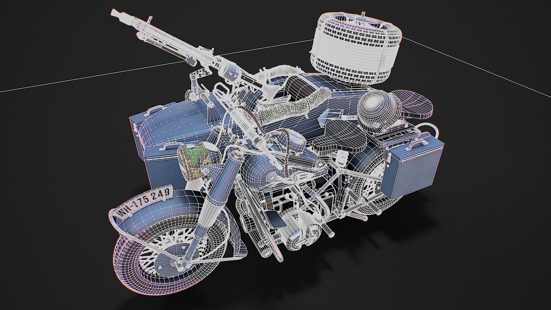 Military Motorcycle - 3D Model by Nicu_Tepes
