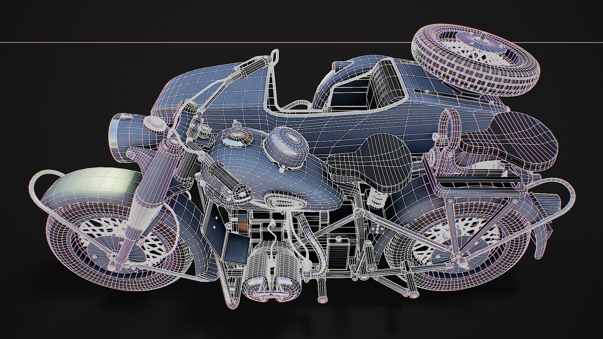 Motorcycle With Sidcar - 3D Model by Nicu_Tepes