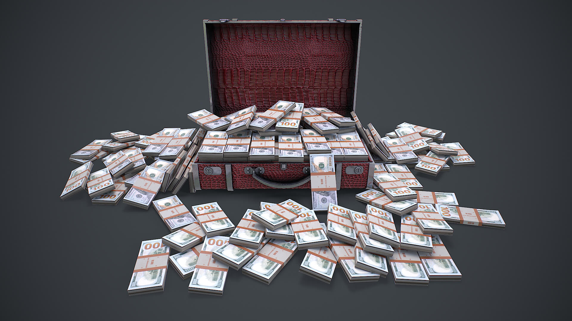 Suitcase With Money - 3D Model by Nicu_Tepes