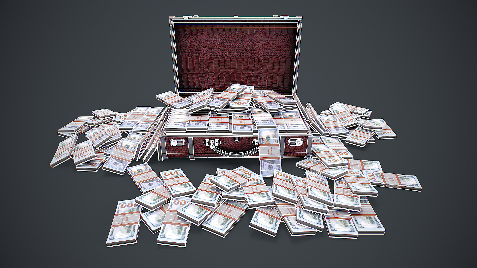 Suitcase With Money - 3D Model by Nicu_Tepes