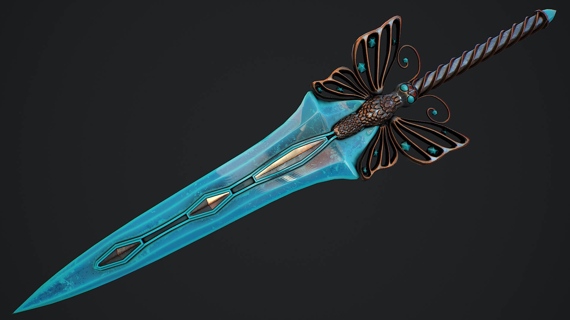 Sword Butterfly with Scabbard - 3D Model by Nicu_Tepes