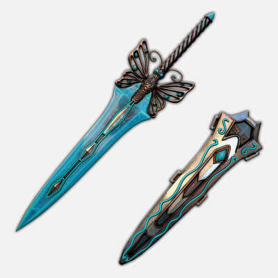 Sword Butterfly with Scabbard - 3D Model by Nicu_Tepes