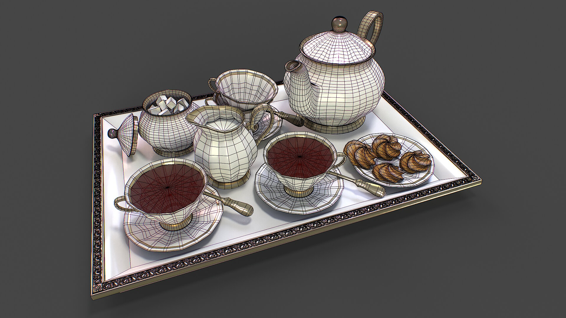 Tea Set 3D Model by Nicu_Tepes