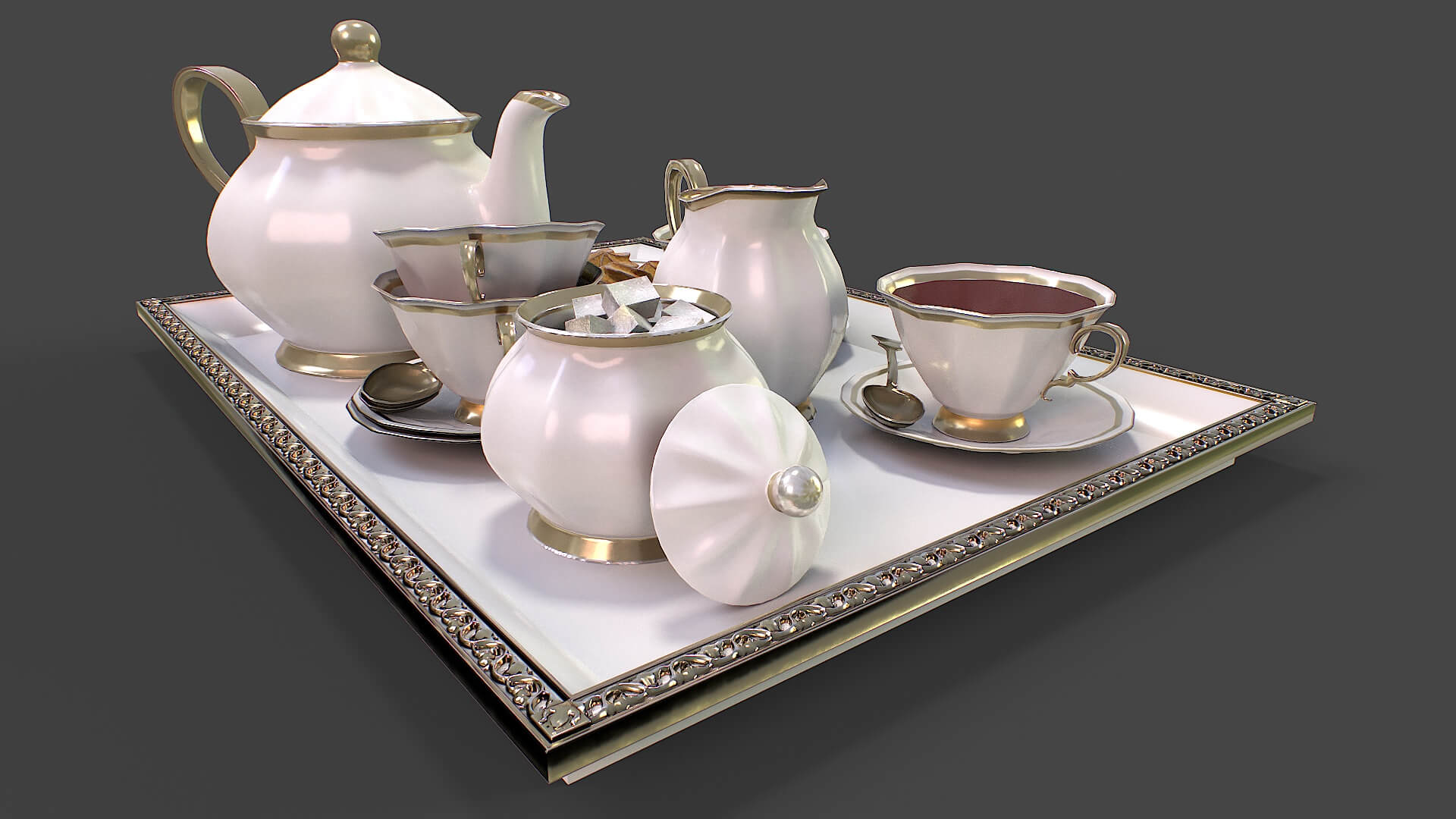 Tea Set 3d model by Nicu_Tepes